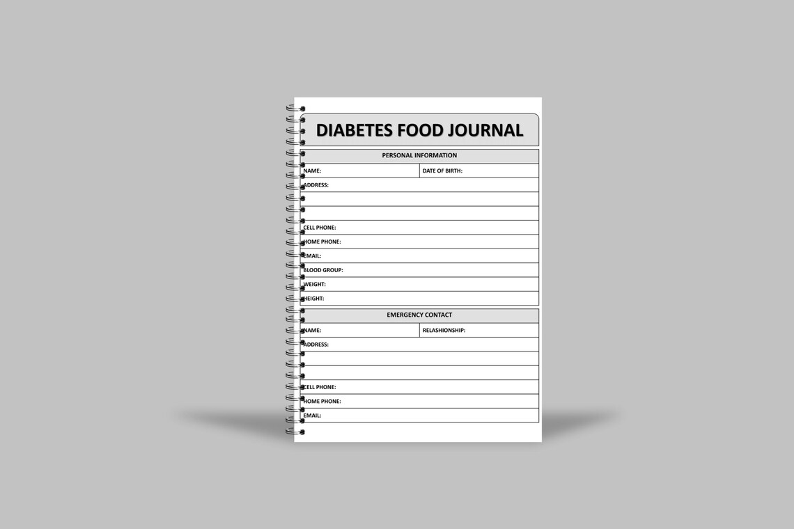 Diabetic Food Journal Instant Digital Download 140 Pages, Diabetic ...