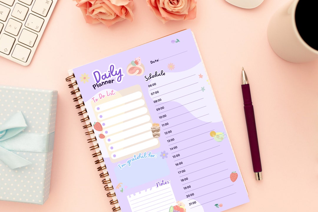 Purple Daily Planner Sheet - Etsy