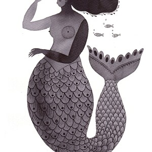 Inked Mermaid Art Print - Etsy