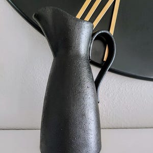 Textured Black Pitcher: Rustic Modern Home Decor, Wabi-sabi Vase - Etsy