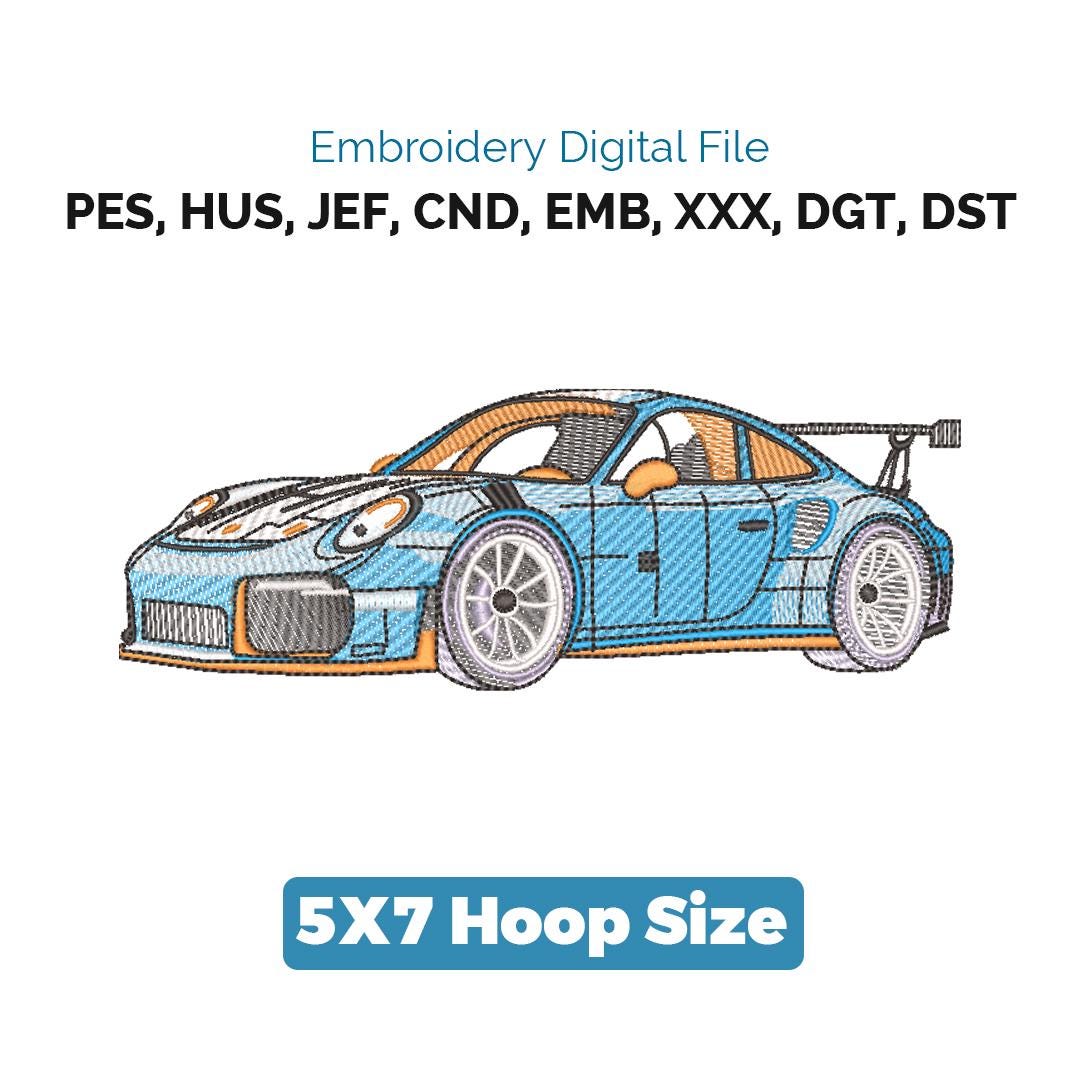 Porsche Car Embroidery Design, Sports Car Machine Embroidery File ...