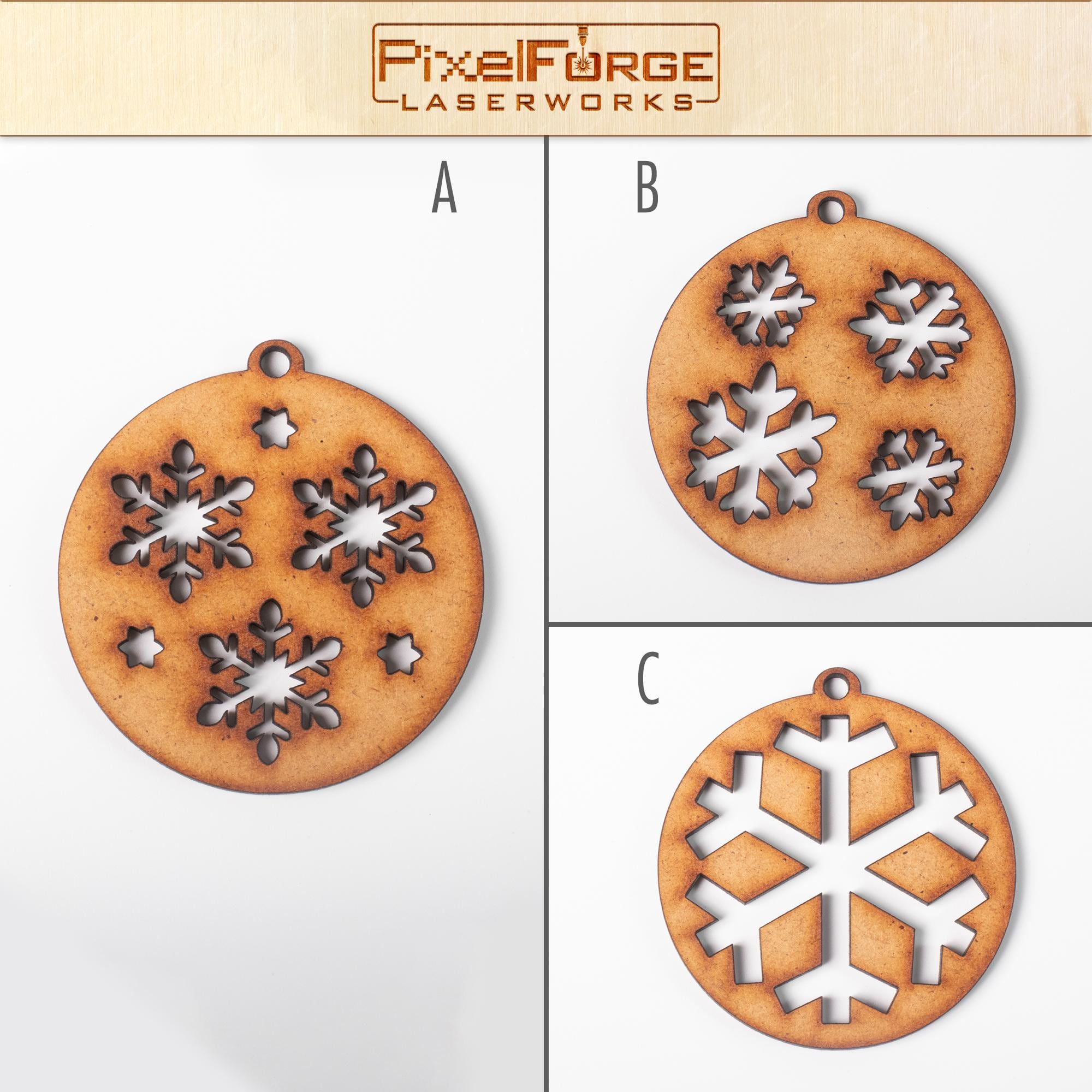 Christmas Laser-cut Ornaments | 3mm HDF Holiday Decor | Snow Ball ...