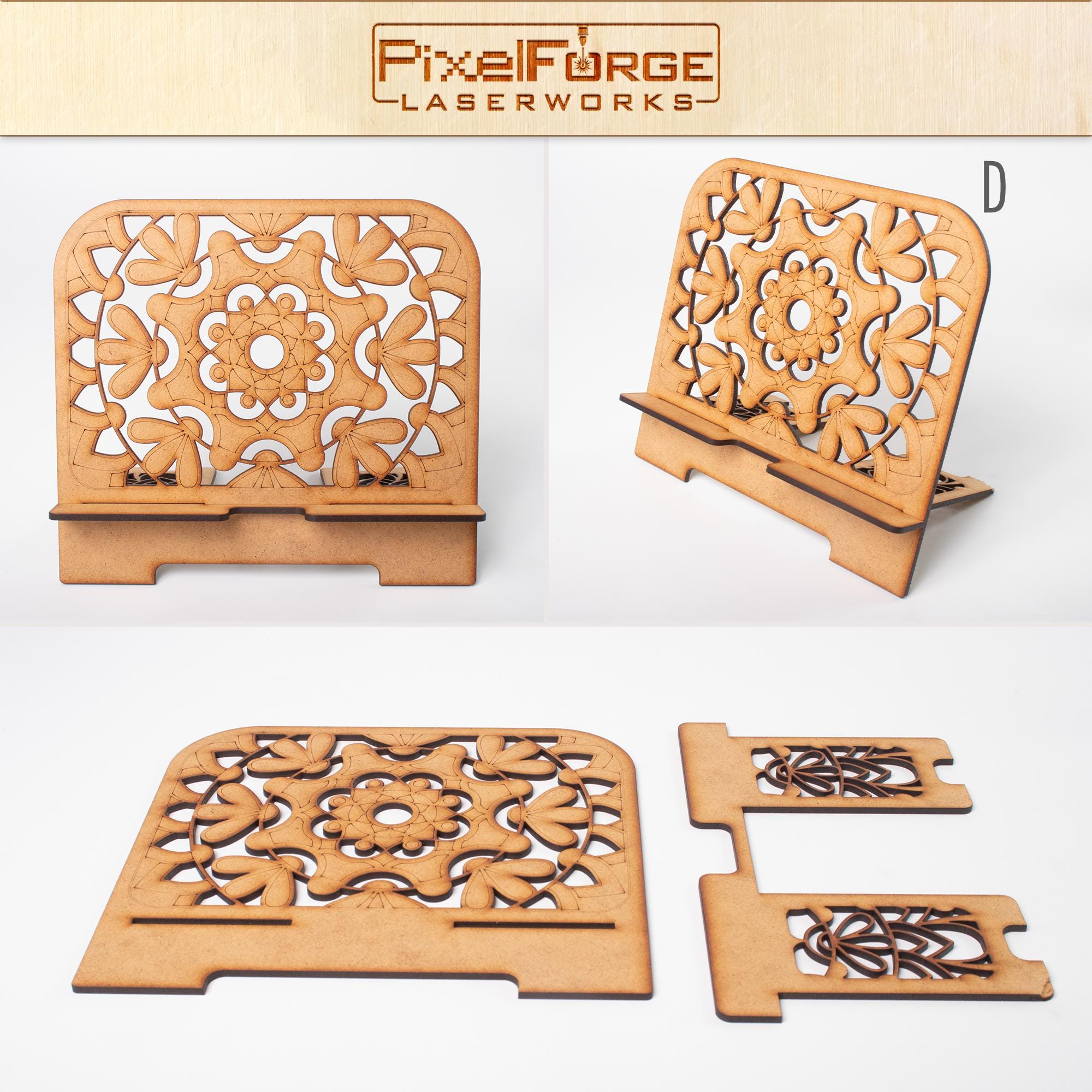 Laser Cut HDF Tablet Stand | 2-piece Holder With Charging Slot - Etsy