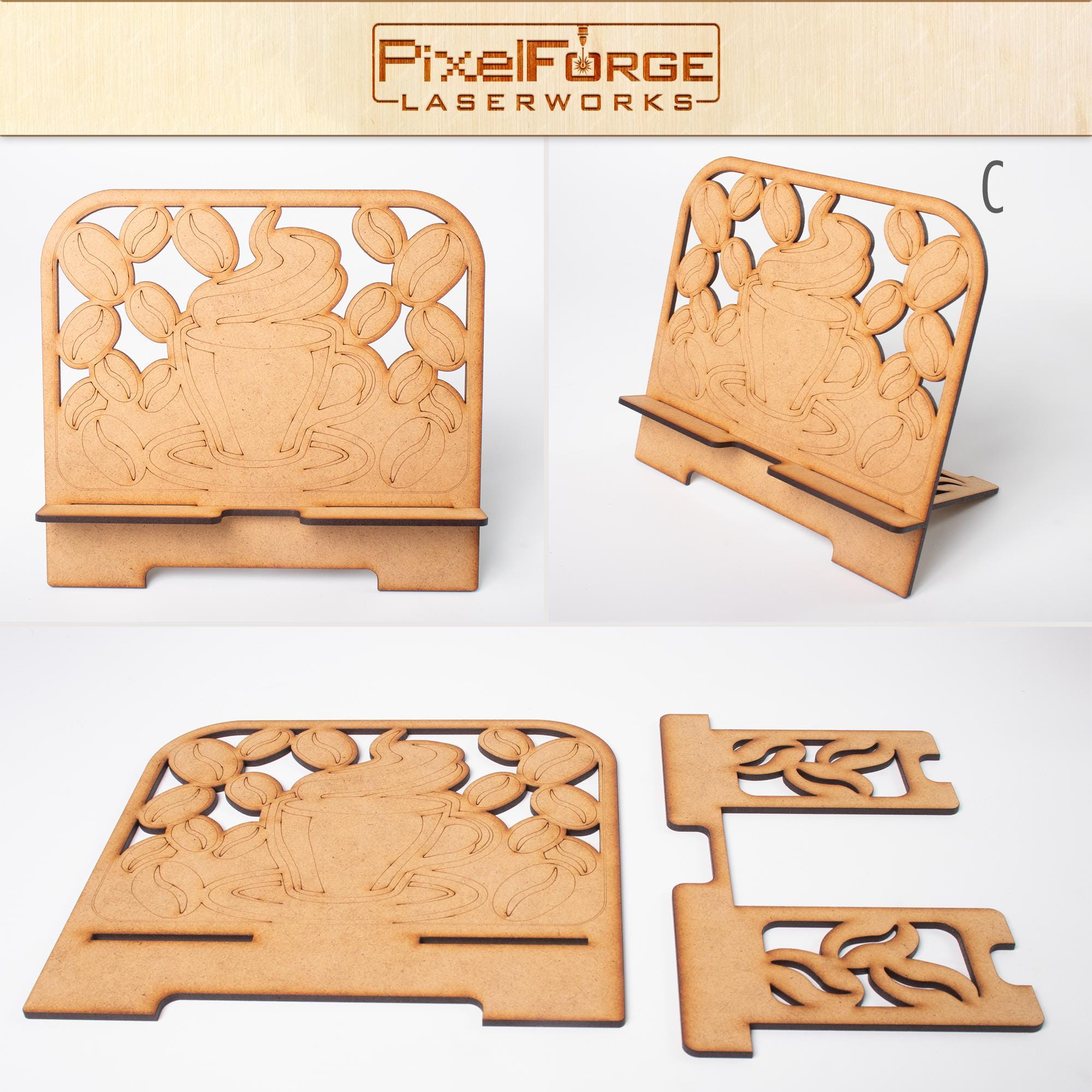 Laser Cut HDF Tablet Stand | 2-piece Holder With Charging Slot - Etsy