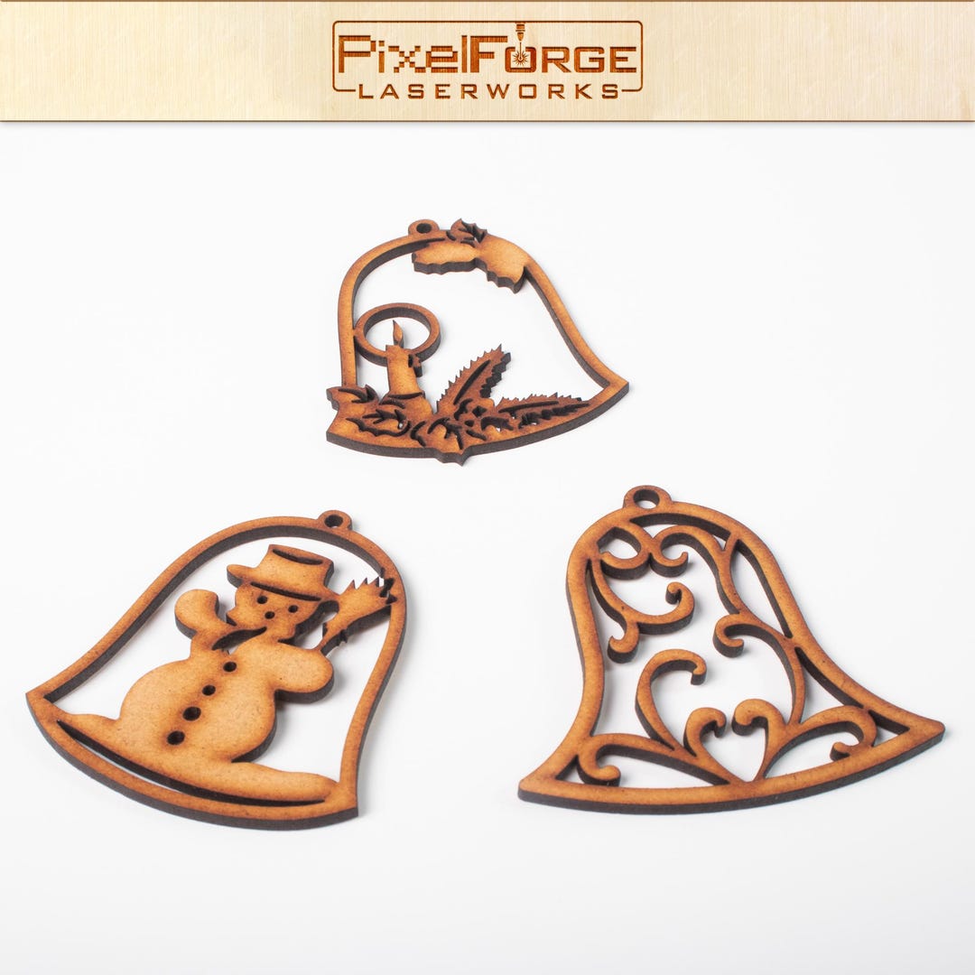 Christmas Laser-cut Ornaments | 3mm HDF Holiday Decor | Bell Designs - Etsy