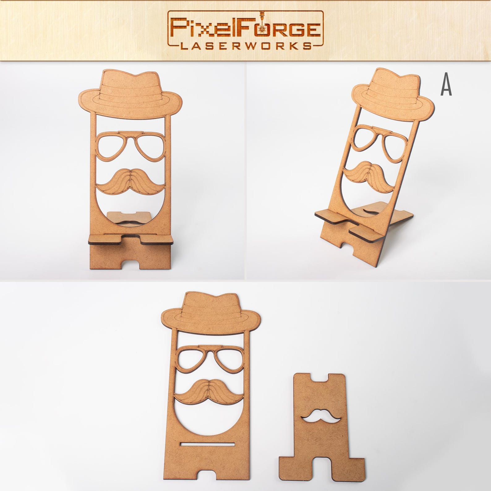 Laser Cut HDF Phone Stand | 2-piece Holder With Charging Slot - Etsy