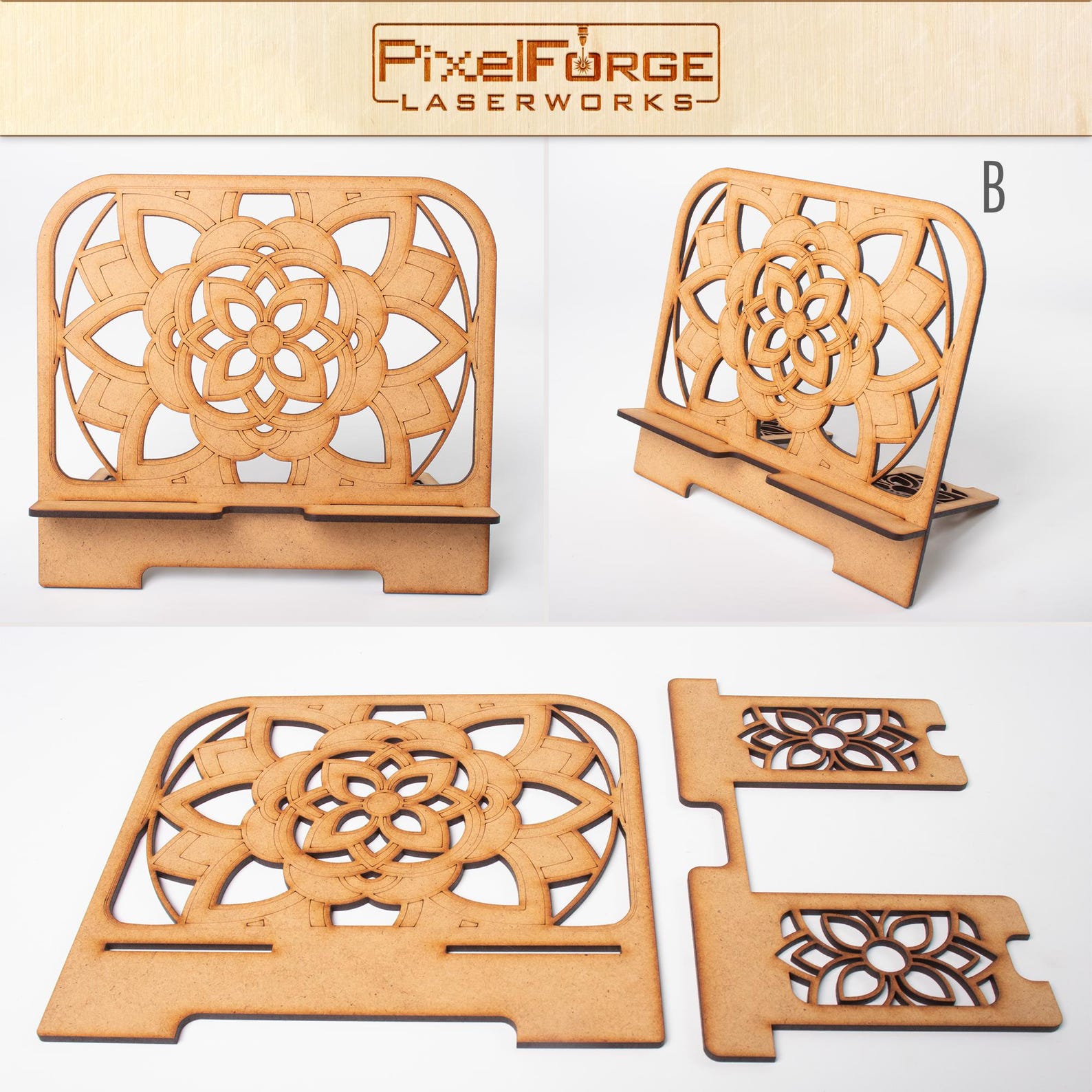 Laser Cut HDF Tablet Stand | 2-piece Holder With Charging Slot - Etsy