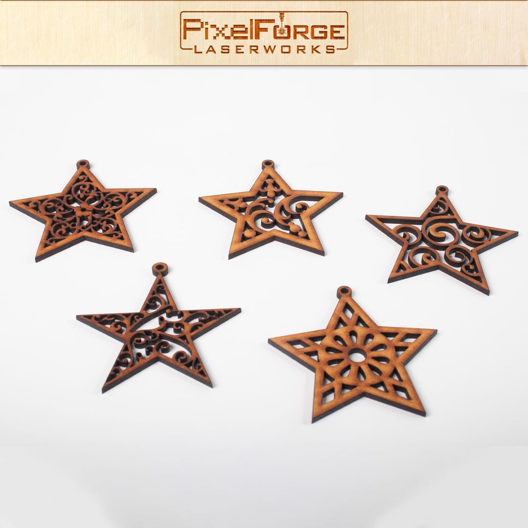 Christmas Laser-cut Ornaments | 3mm HDF Holiday Decor | Star Designs - Etsy