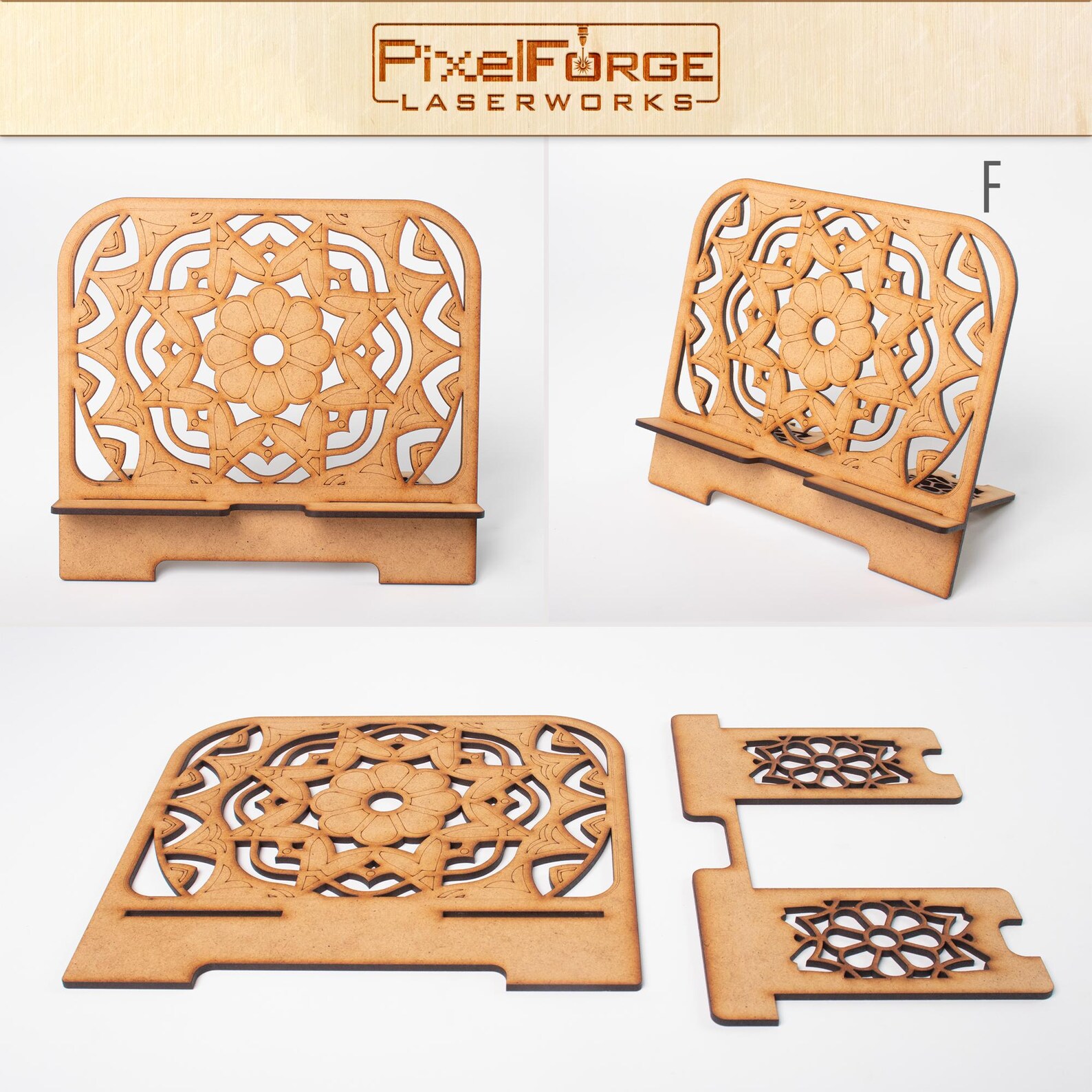 Laser Cut HDF Tablet Stand | 2-piece Holder With Charging Slot - Etsy