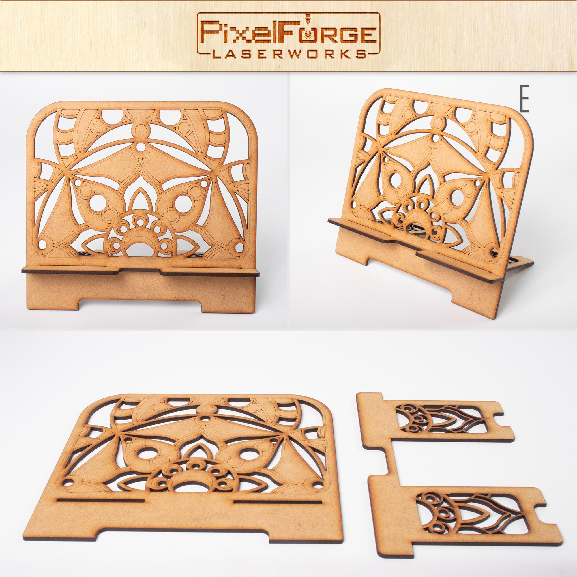 Laser Cut HDF Tablet Stand | 2-piece Holder With Charging Slot - Etsy