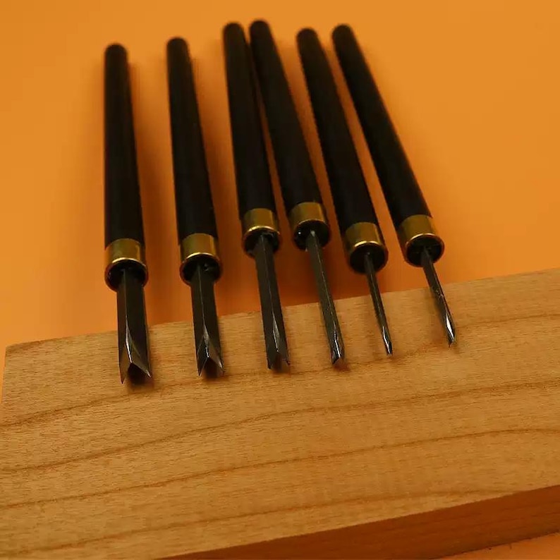 V-shaped Wood Carving Chisel | Handcrafted Hardwood Triangular Carving Tool | Pre-sharpened ...