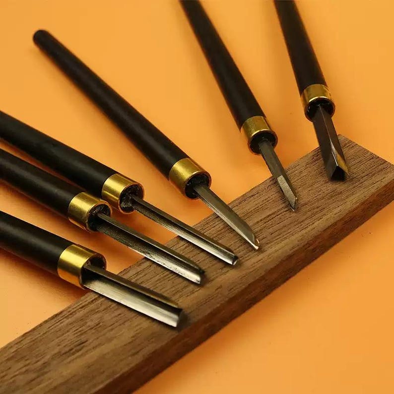 V-shaped Wood Carving Chisel | Handcrafted Hardwood Triangular Carving Tool | Pre-sharpened ...