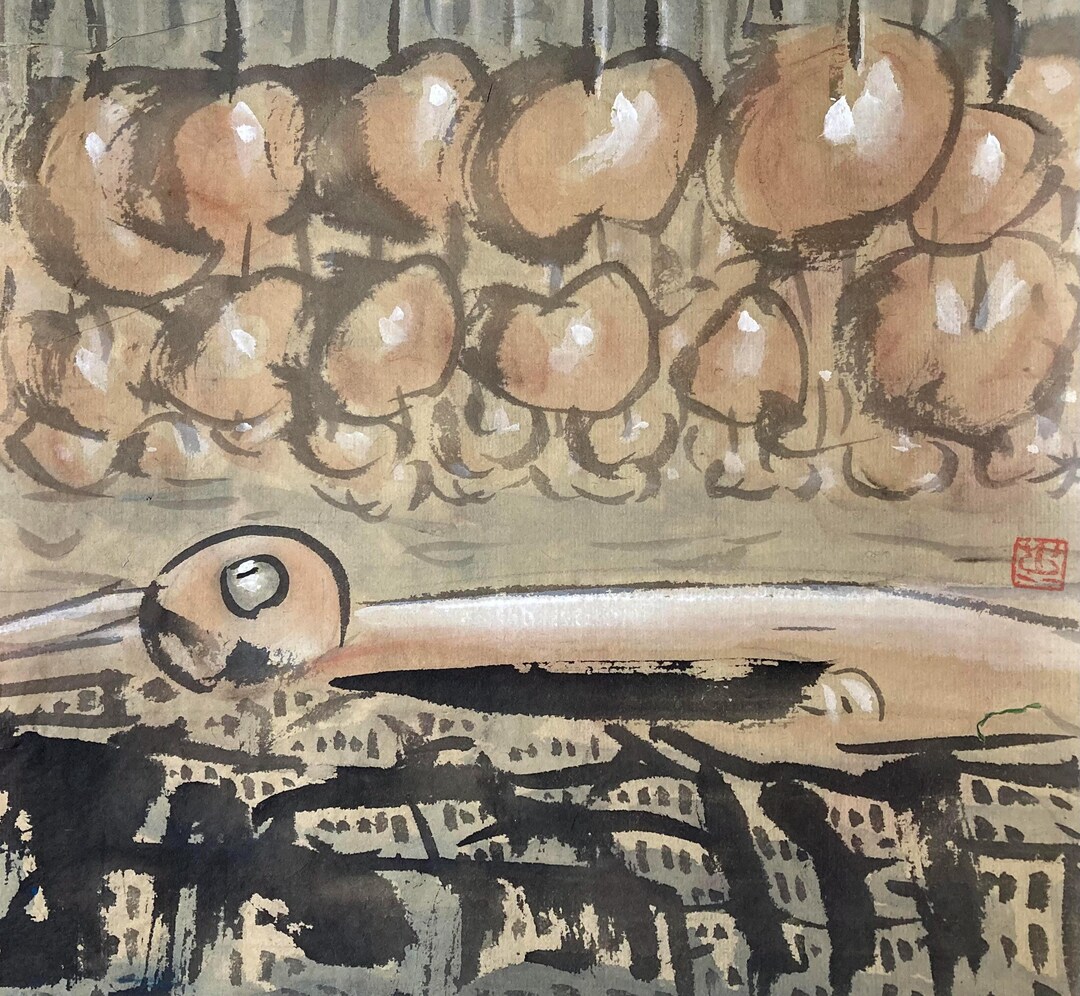 ORIGINAL Ink fruit. Ink Painting fruit. Ink Painting Vintage Inspired ...