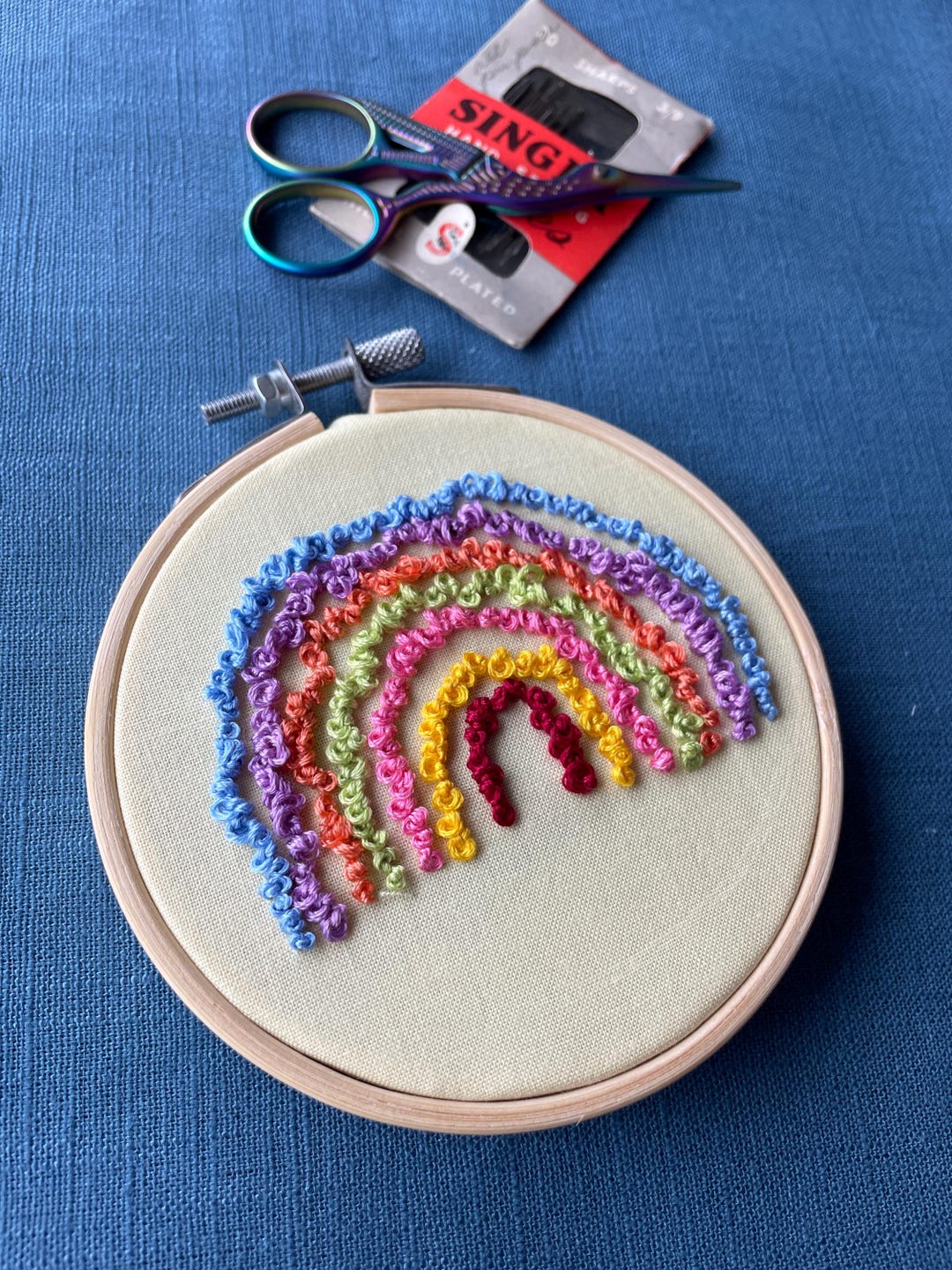 Embroidery Hoop, French Knot Embroidery, Rainbow Embroidery, Embroidery ...
