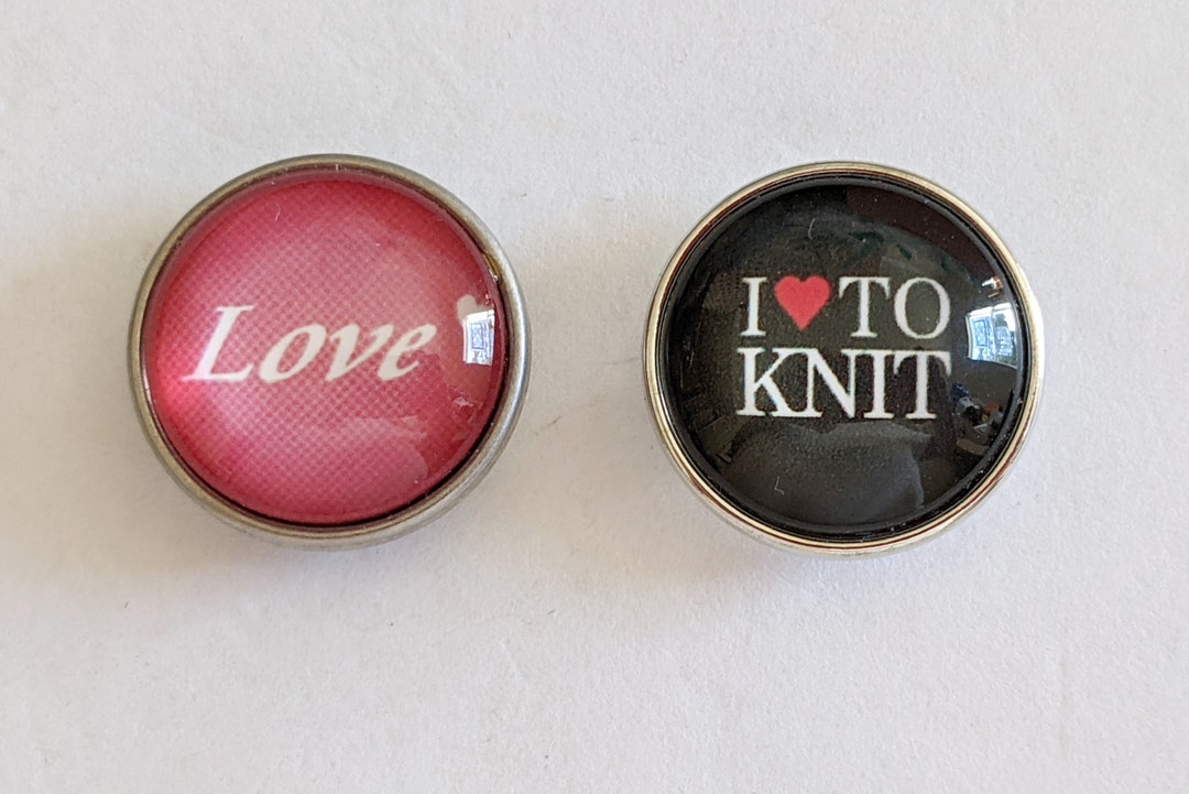 Love Snap Charms, I Love to Knit, Buttons for Snap Jewelry. Fits 18 ...