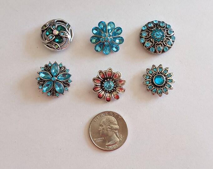 Blue Snap Charms, Aqua Snap Buttons for Snap Jewelry. Fits 18-20mm ...