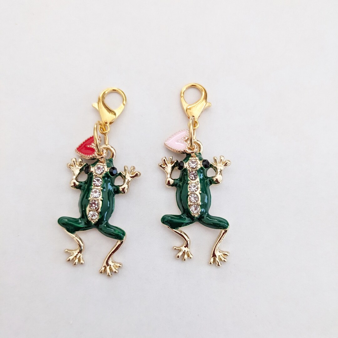 Green Enamel Frog Clip-on Charm: Gold-plated Planner, Zipper, Purse - Etsy