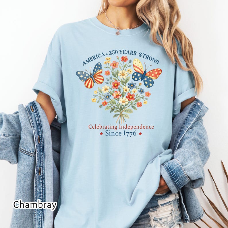 Floral Butterfly USA Flag Shirt: Celebrating Independence Since 1776 - Etsy