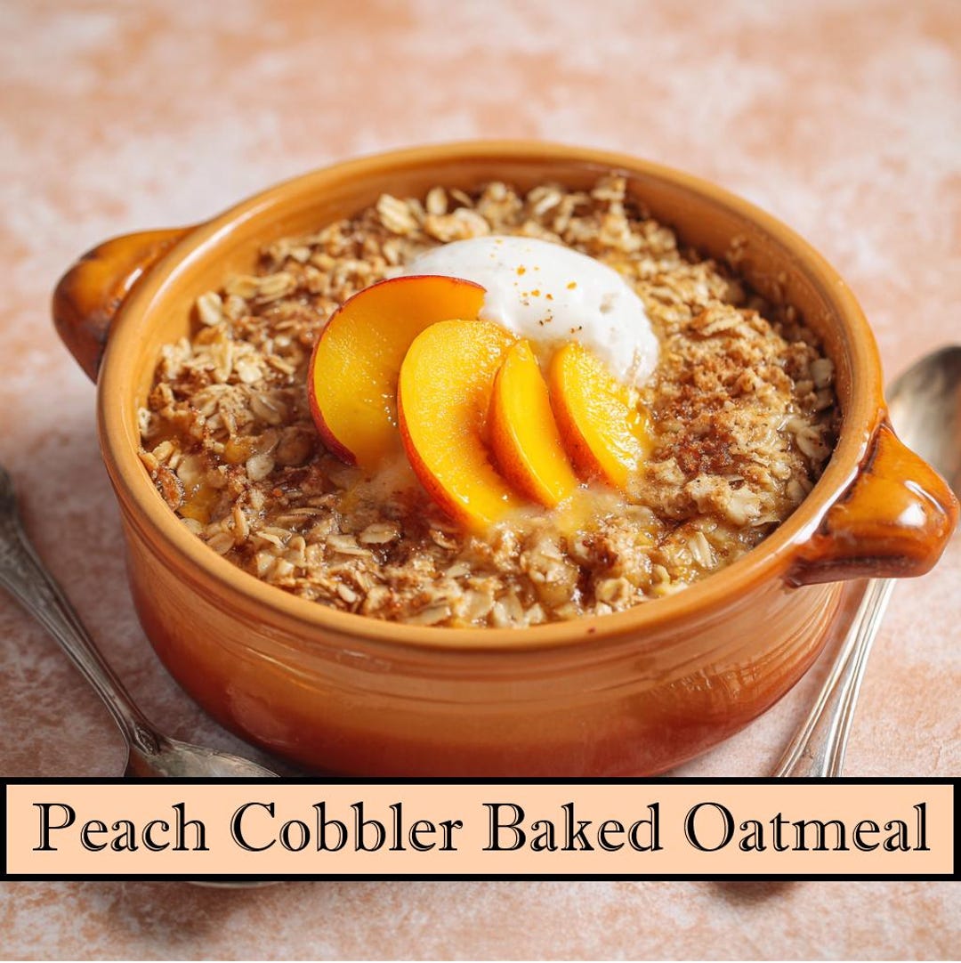 Peach Cobbler Baked Oatmeal Recipe - Digital Download | Printable ...