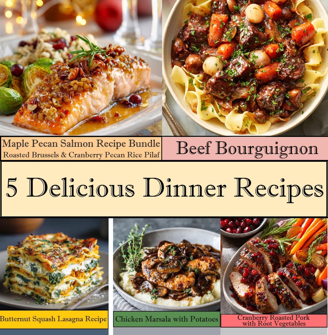 Comfort Food Dinner Recipes Bundle - 5 Delicious Meal Ideas - Printable ...