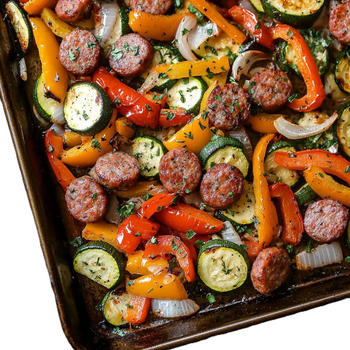 Sheet Pan Dinner Recipe: Smoked Sausage & Veggies - Printable Download ...