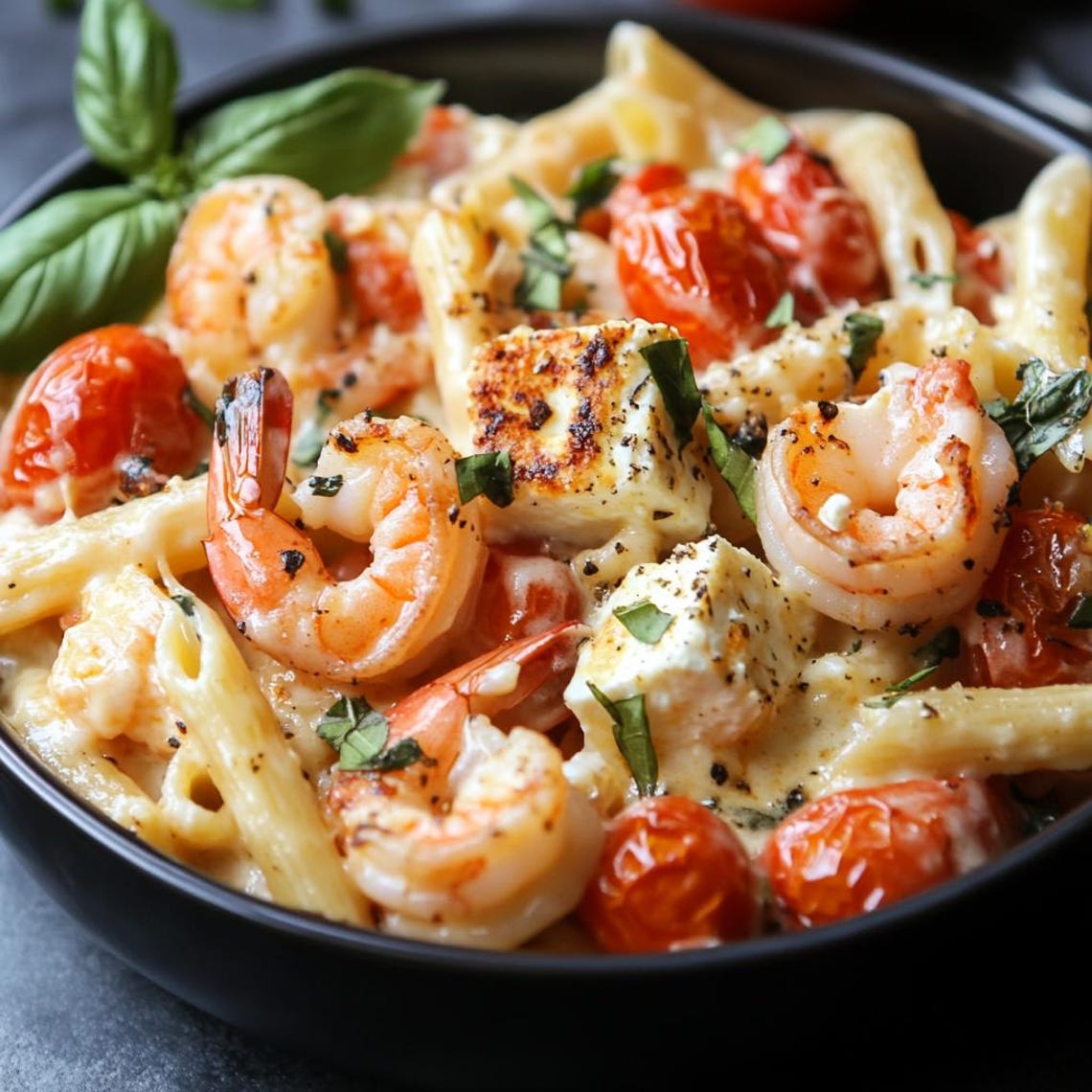 Baked Feta Pasta With Shrimp RECIPE (with Vegetarian Option) Printable ...