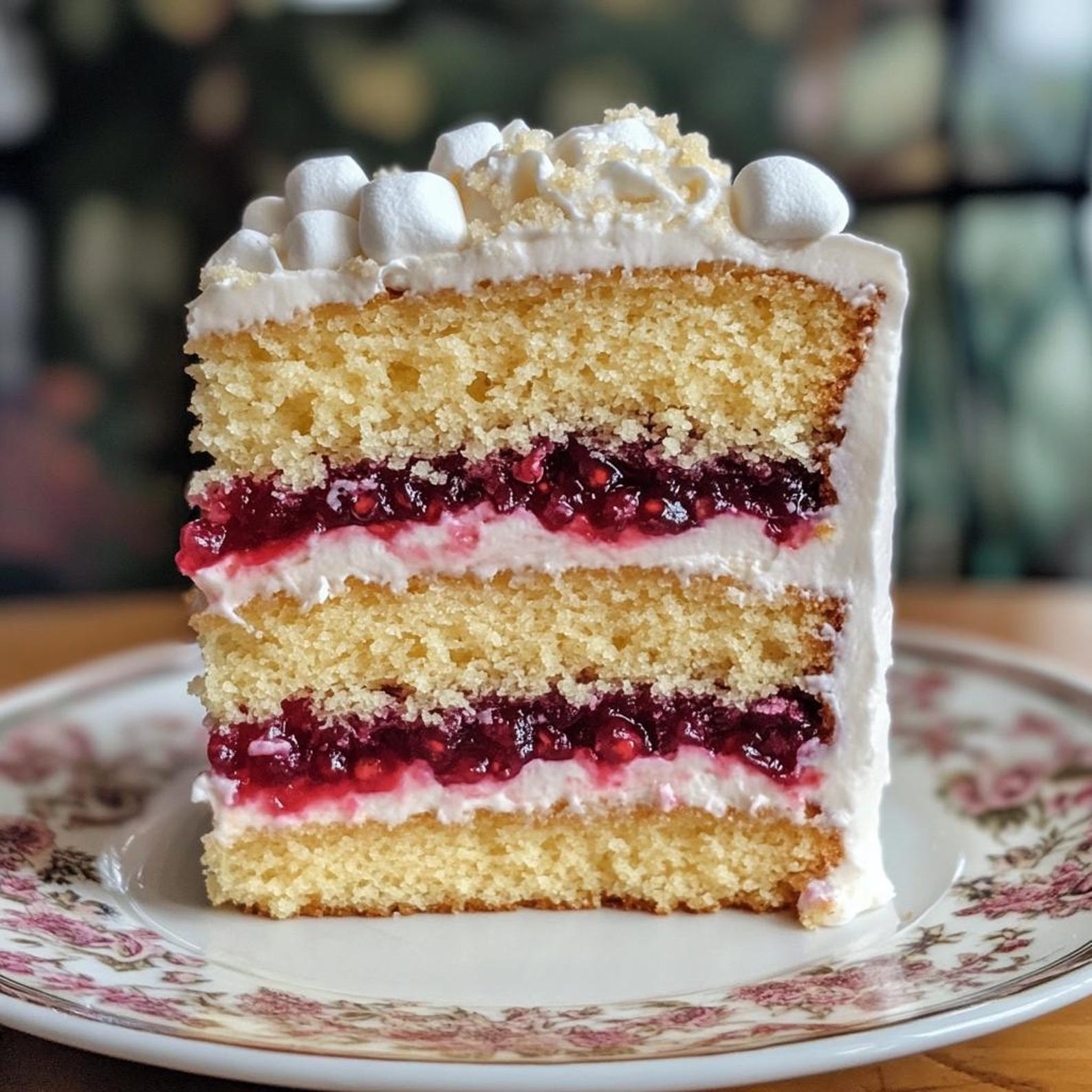 Vanilla Raspberry Layer Cake Recipe With Marshmallow Frosting ...