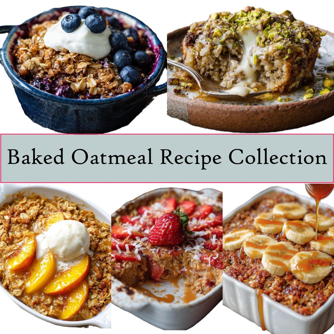 Baked Oatmeal Recipe Bundle: 5 Printable Breakfast Recipes (download ...