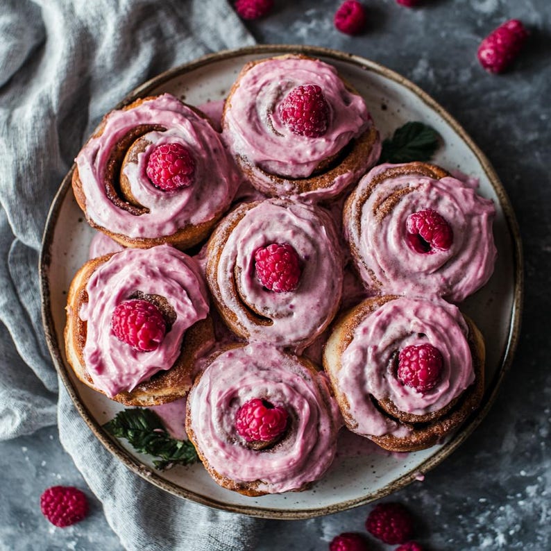 Raspberry Breakfast Rolls With Raspberry Cream Cheese Frosting, Digital ...