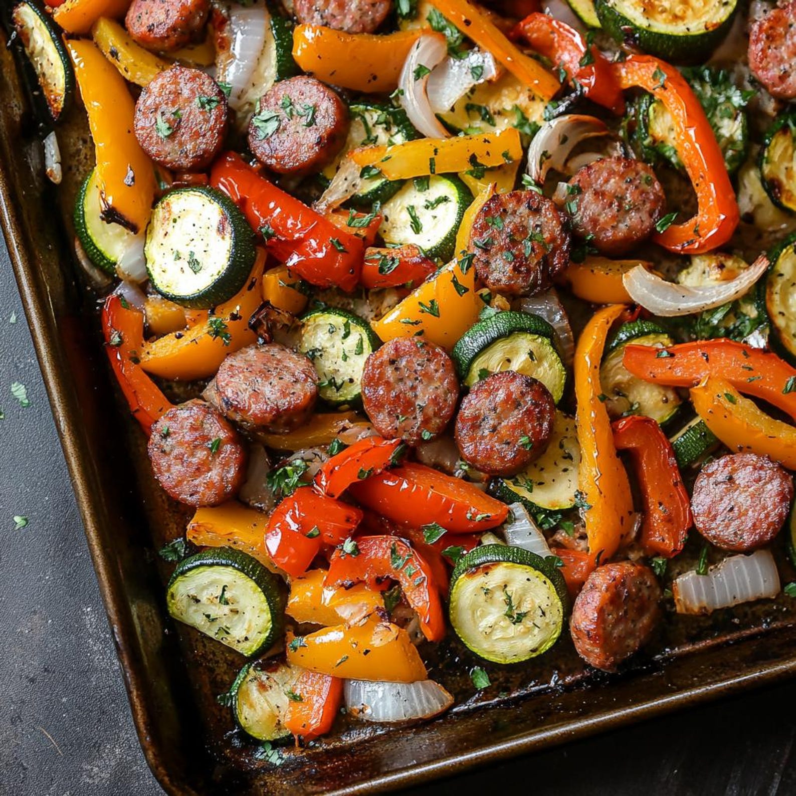 Sheet Pan Dinner Recipe: Smoked Sausage & Veggies - Printable Download ...