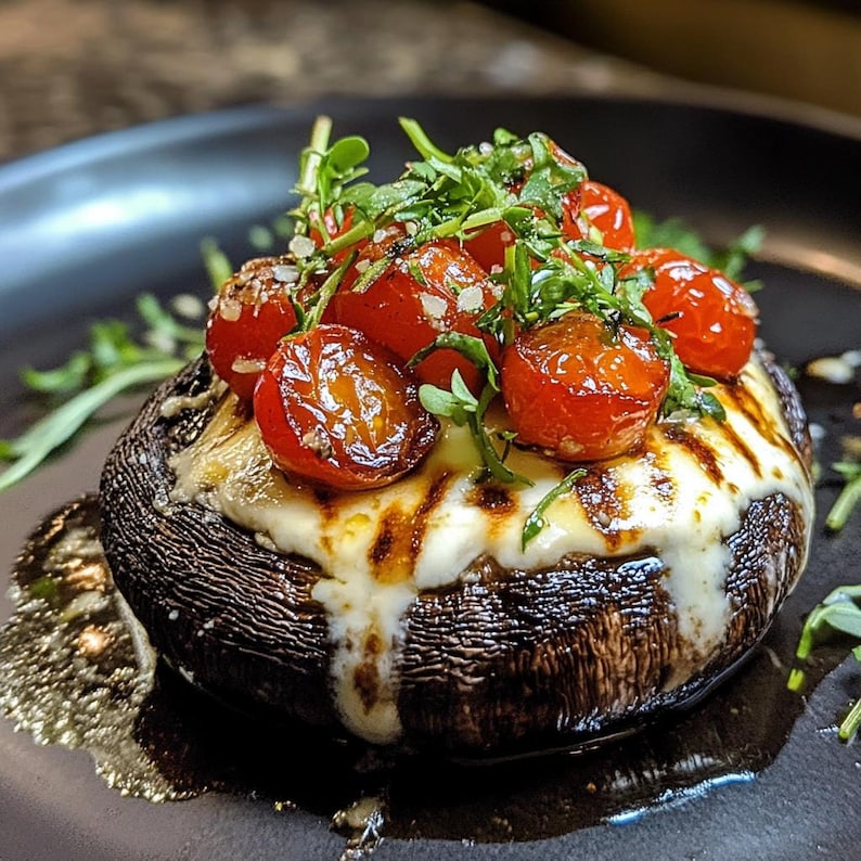 Caprese Stuffed Portobello Mushroom Recipe: Printable PDF Download - Etsy