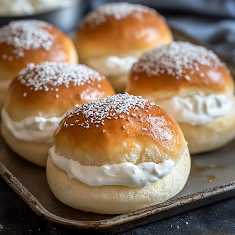 Best Cream Filled Milk Buns Digital Recipe, Printable PDF Recipes Bread ...