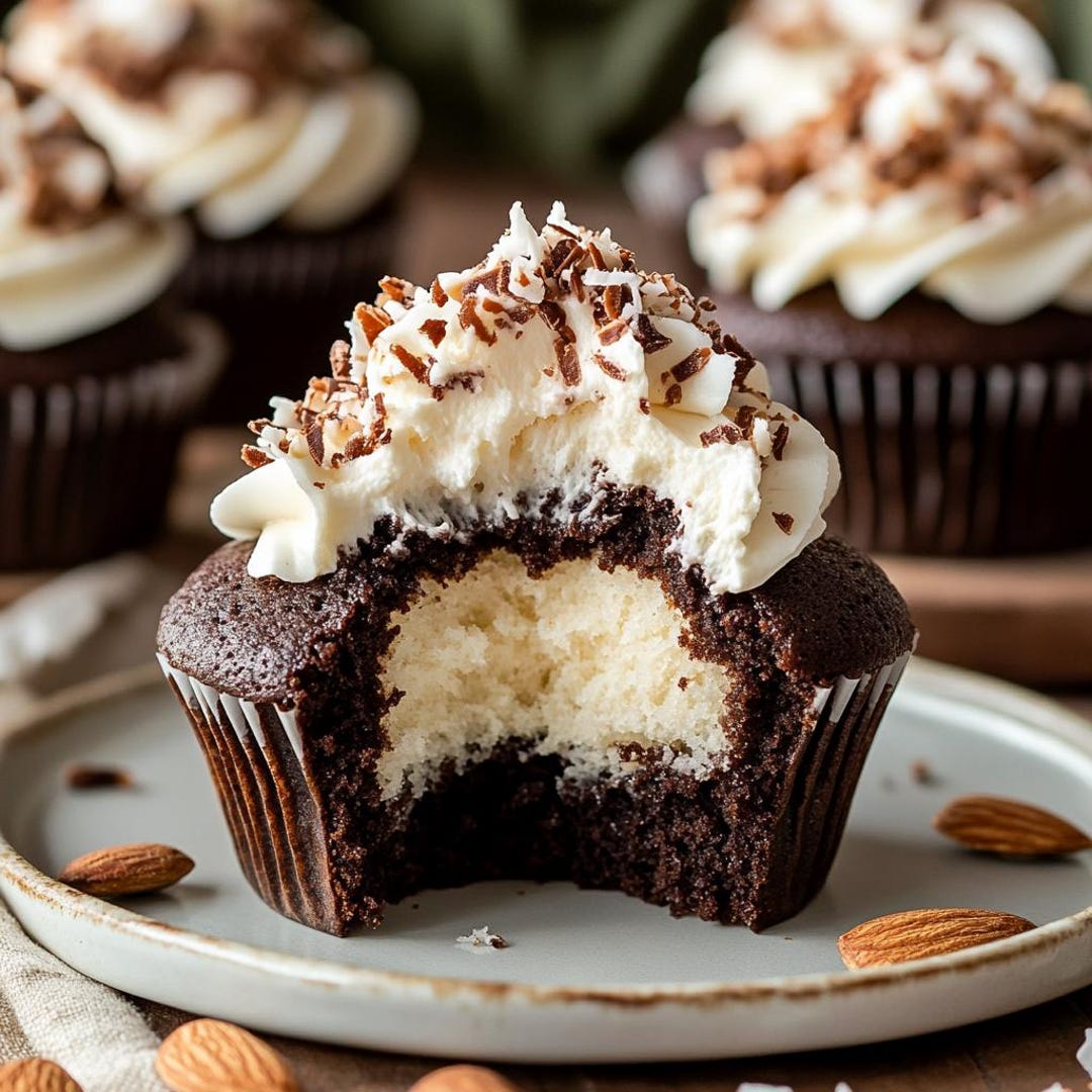 Almond Joy Cupcakes Recipe: Coconut Cream Filled Chocolate (printable ...
