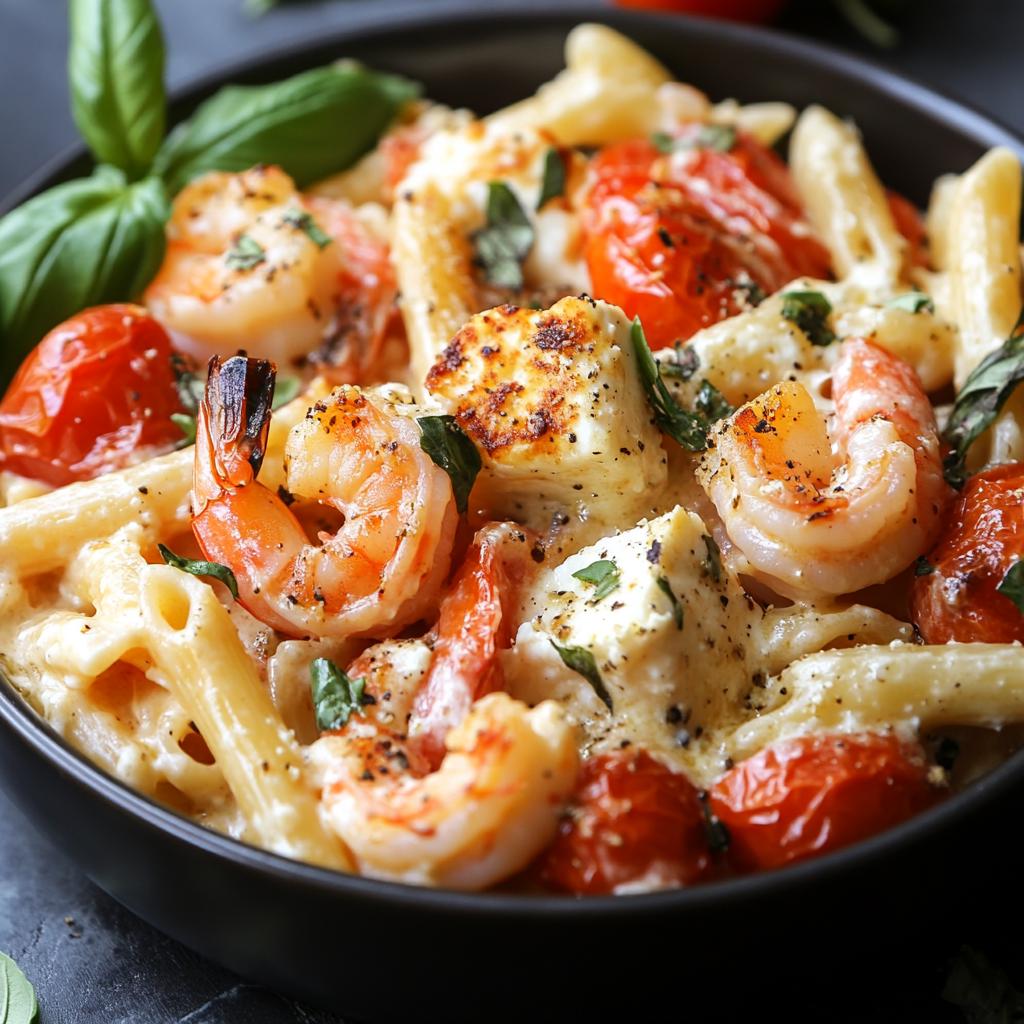 Baked Feta Pasta With Shrimp RECIPE (with Vegetarian Option) Printable ...