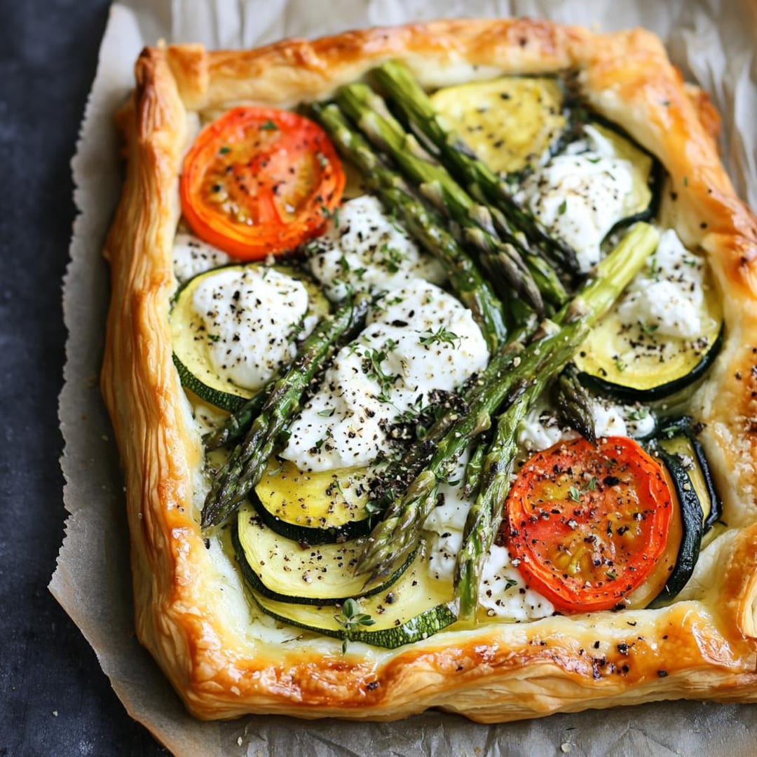 Spring Vegetable Tart in Puff Pastry With Burrata- Digital Recipe ...