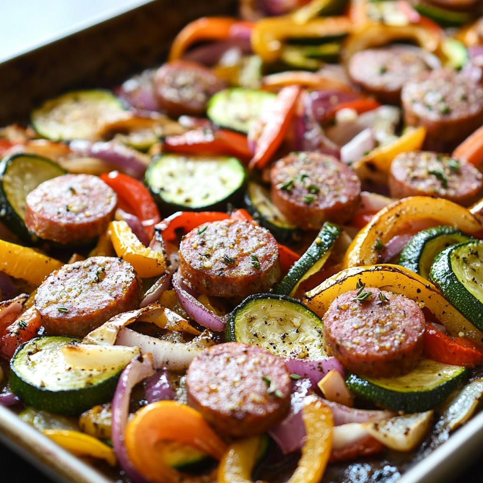 Sheet Pan Dinner Recipe: Smoked Sausage & Veggies - Printable Download ...