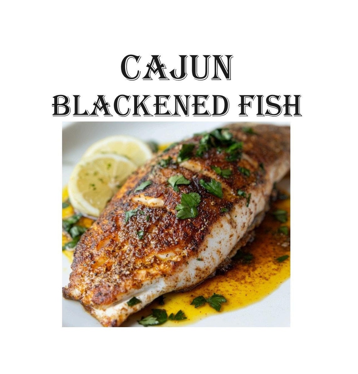 Cajun Style Blackened Fish Digital Recipe Card, Beautiful Printable ...