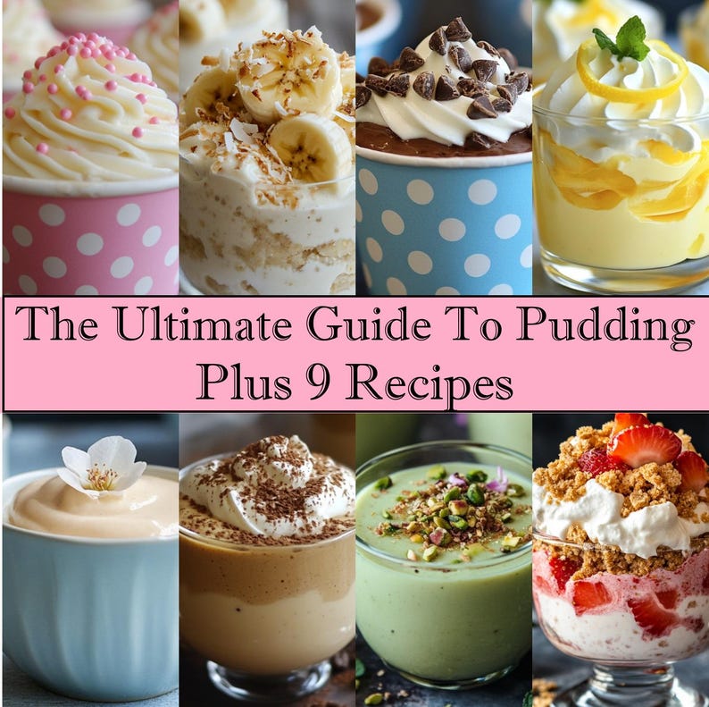 Pudding Recipe Bundle: 9 Flavors - Digital Download | Printable Dessert ...