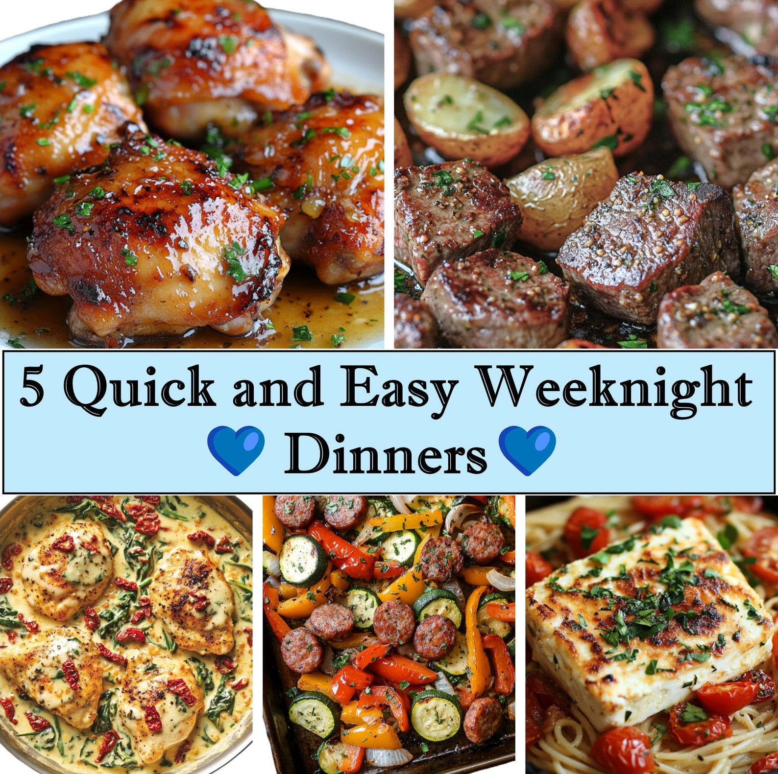 5 Quick Weeknight Dinner Recipe Bundle: Easy Printable Meal Ideas ...