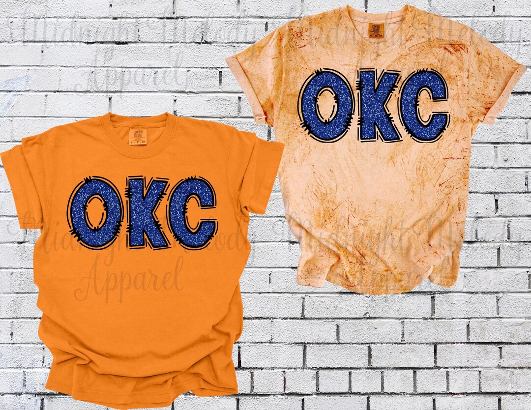 OKC Blue Faux Sparkle Letters Tee - Etsy