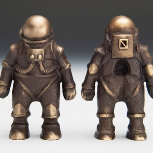 Moon Rocket Coin Bank With One Spaceman - Item #924, Cast Aluminum and ...