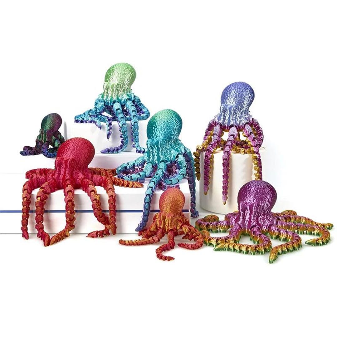 Colorful 3d-printed Octopus Fidget Toy With Movable Joints Shapeable ...