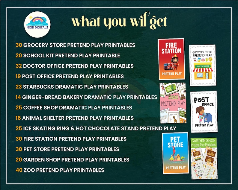 Pretend Play Bundle: Preschool Drama Play Roles Printable Activity Kits ...