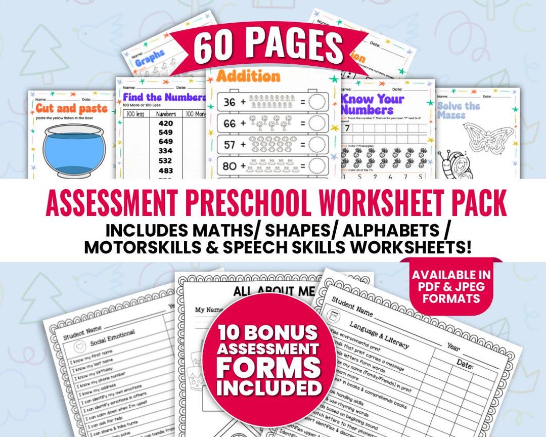 Preschool Assessment Worksheets and Forms: Homeschool Pre-k Curriculum ...