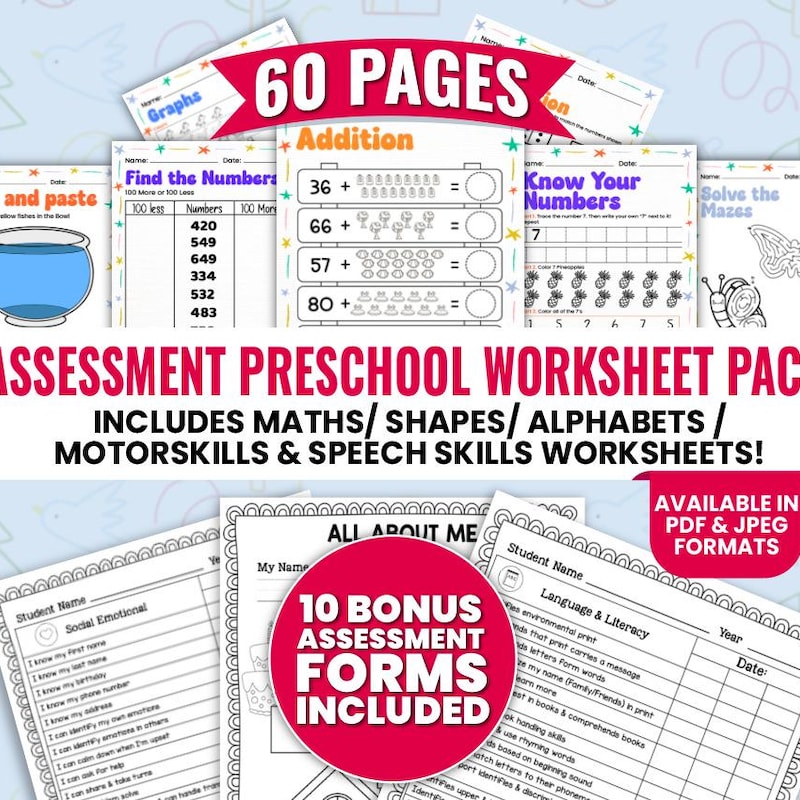 Preschool Assessment - Etsy