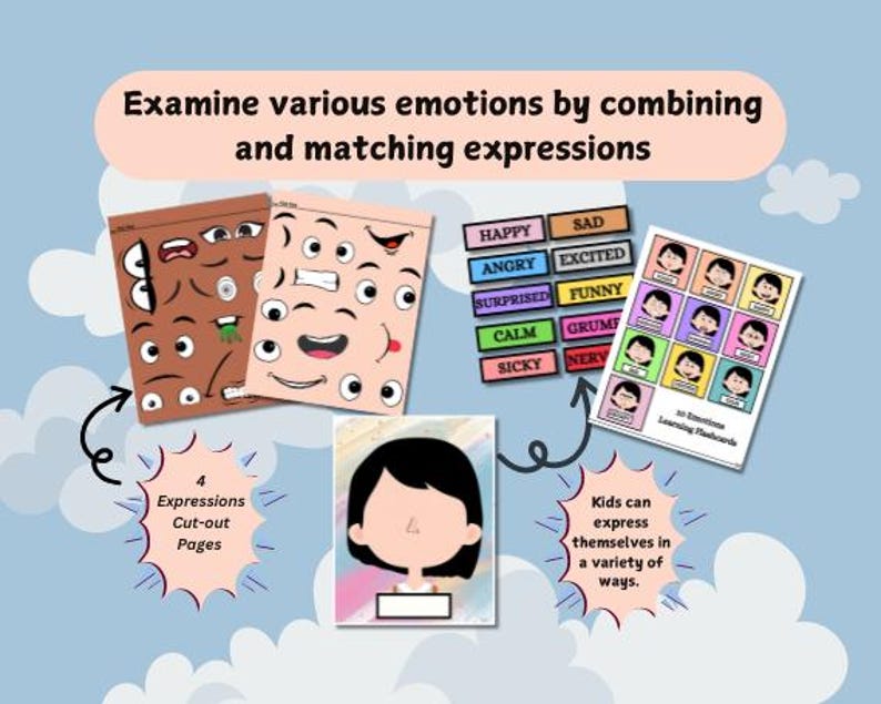 Emotions Activity for Kids Boys Girls Toddler Emotions Chart Homeschool ...