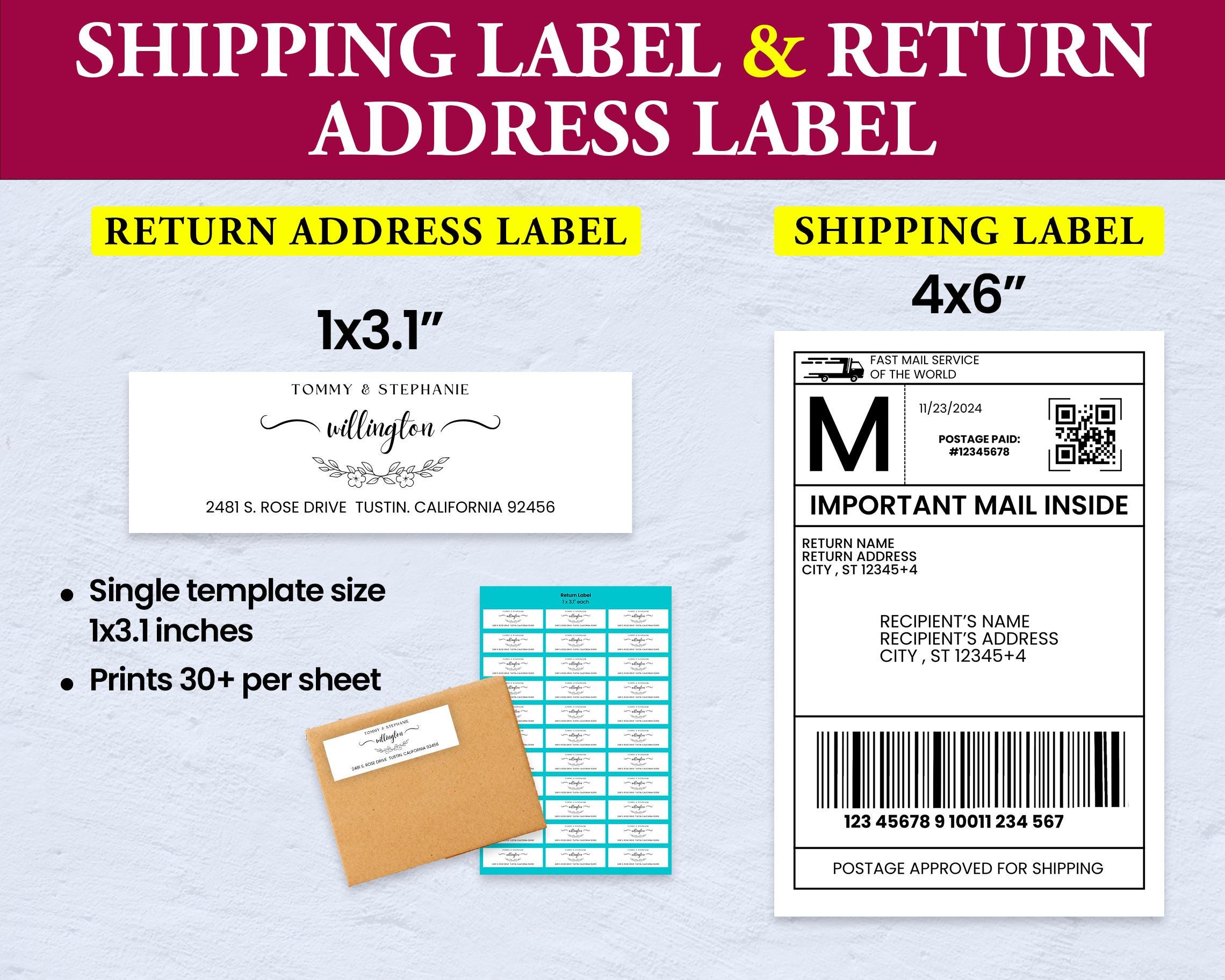 Editable Business Label Templates: Shipping, Thank You, QR Code ...