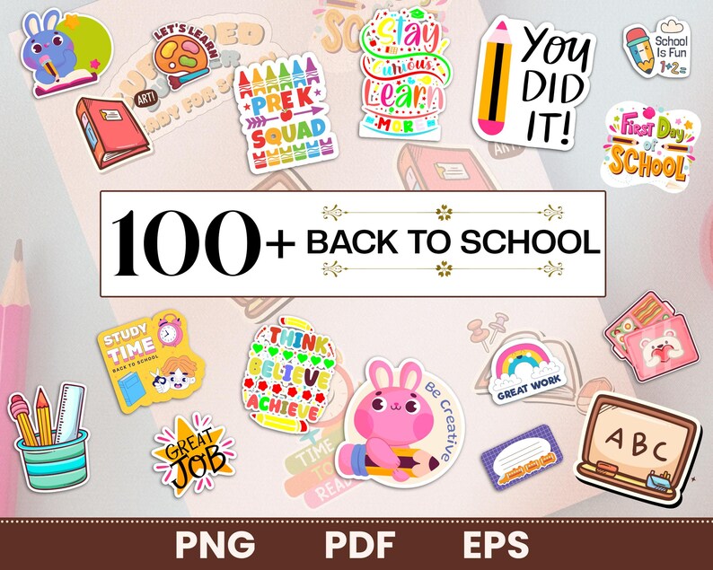 School Supplies Clipart Bundle: 100+ Teacher Student Graphics (SVG, PNG ...