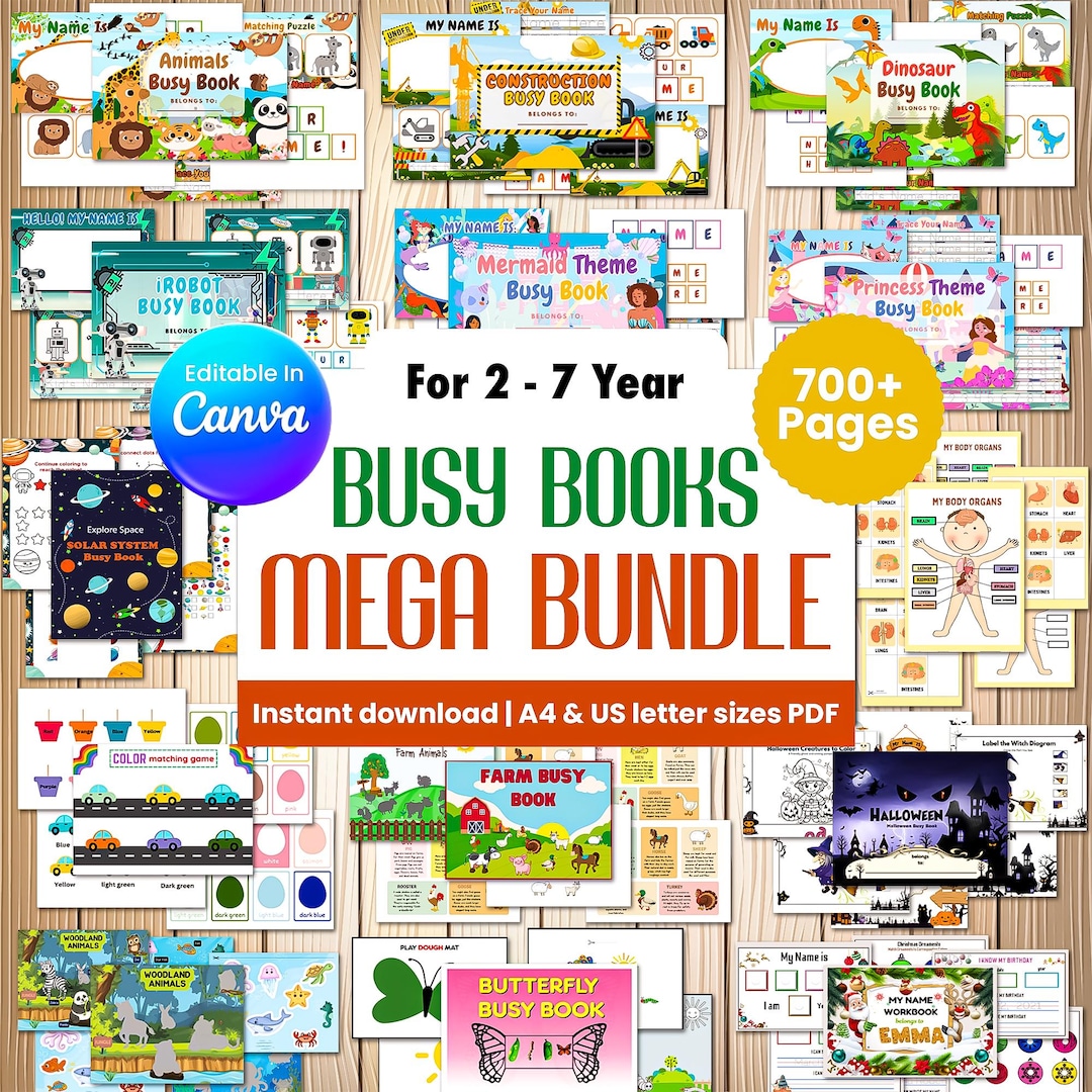 Editable Toddler Busy Book Bundle Preschool Kindergarten Busy Binder ...