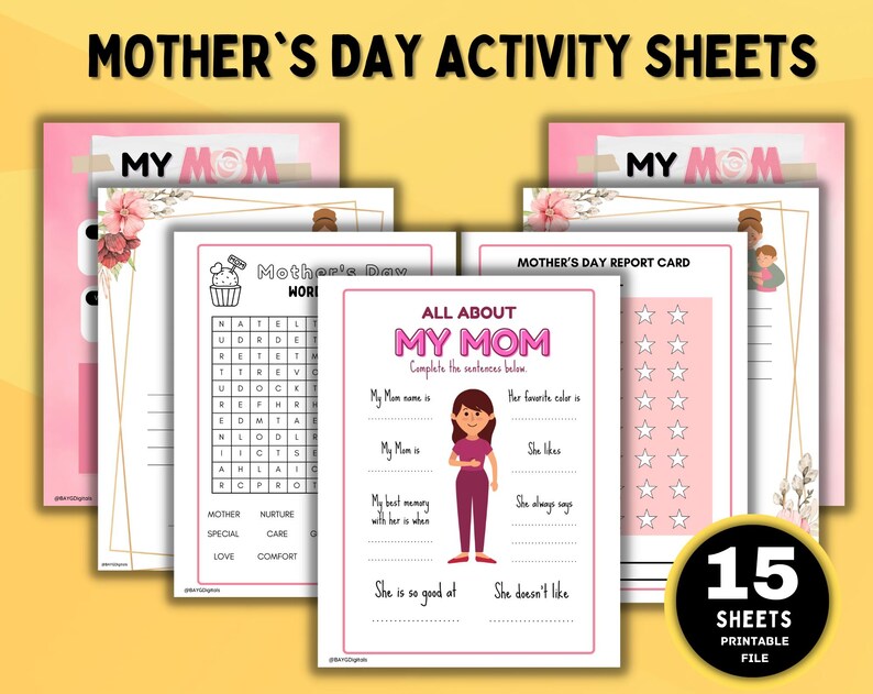 All About My Mom Printable: Mother's Day Activity, Fun Prompts (PDF) - Etsy